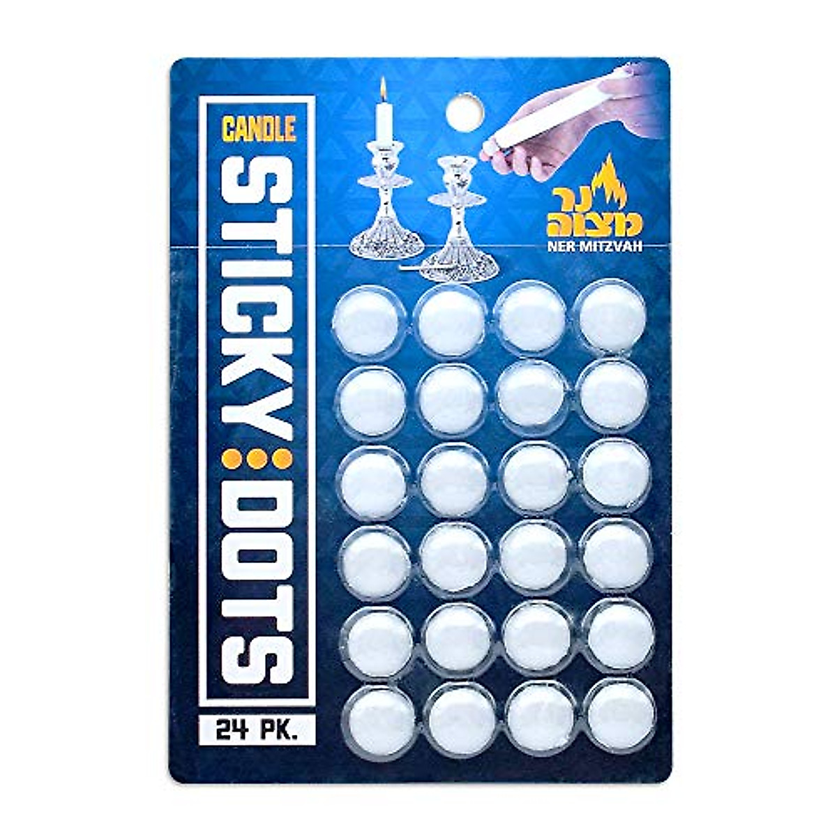 Ner Mitzvah Candle Sticky Dots - Candle Wax Dots - Candle Accessories - 24 Dots