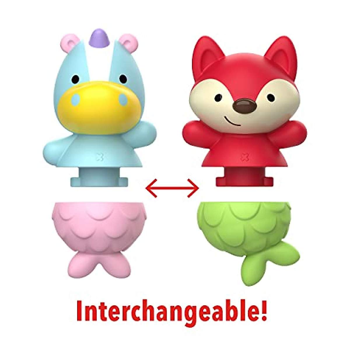 Skip Hop Baby Bath Toy, Zoo Mix & Match Flippers, Unicorn/Fox (Discontinued by Manufacturer)