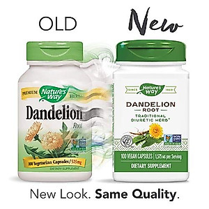 Nature's Way Dandelion Root, 1,575 mg, Non-GMO Project Verified, Gluten Free, Vegetarian, 100 Capsules, Pack of 2
