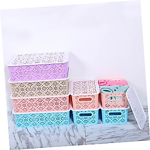 COHEALI 2pcs Box small plastic baskets plastic basket tray stackable organizer bins hollow clothes storage bins stackable basket stackable storage bins household purple drawer box