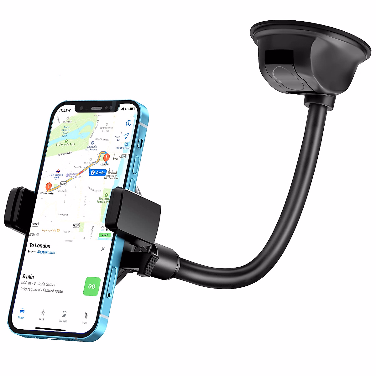 Leaflai 360 Rotatable Windshield Car Phone Holder, Compatible with iPhone 14, Samsung S21, LG G7, Sony Xperia, OnePlus 9 Pro/ 9R/ 8T