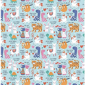 Stesha Party Kids Valentines Day Gift Wrapping Paper - Folded Flat 30 x 20 Inch (3 Sheets)