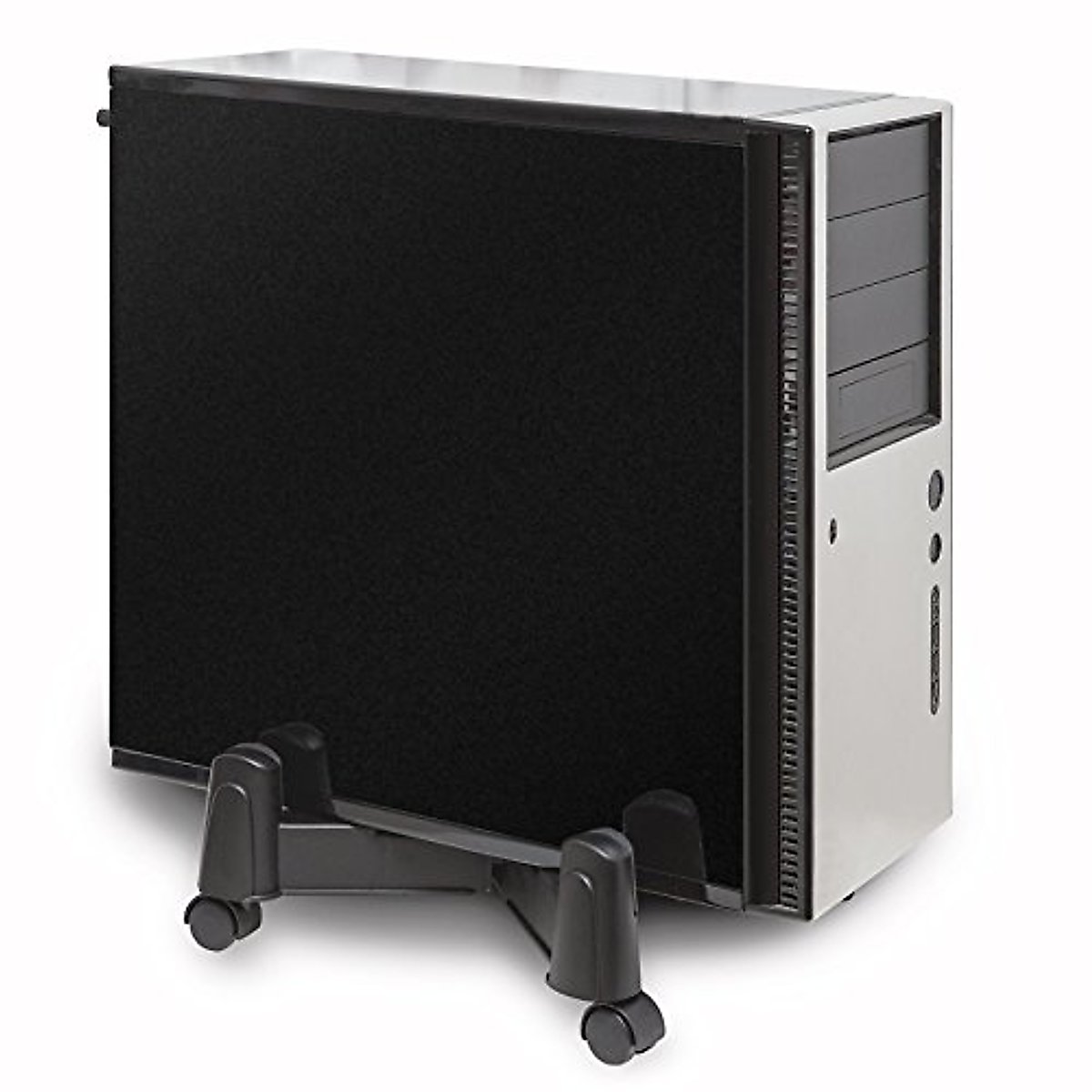 IO CREST Mobile Desktop Tower Computer Floor Stand Rolling Caster Wheels and Adjustable Width from 6 to 10 Inches