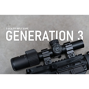 Monstrum G3 1-4x24 First Focal Plane FFP Rifle Scope with Illuminated MX1Reticle | Black