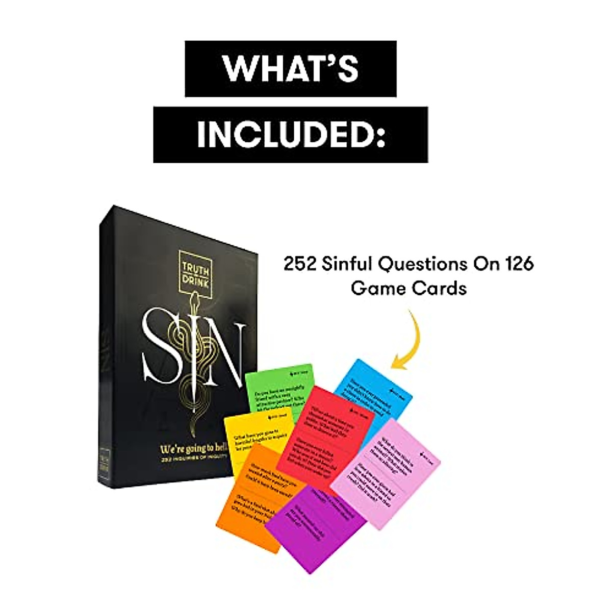 Truth or Drink: SIN Edition by Cut – Reveal Your Guilty Pleasures with 250+ Devilish Questions Inspired by The Seven Deadly Sins (Stand-Alone or Expansion Pack)