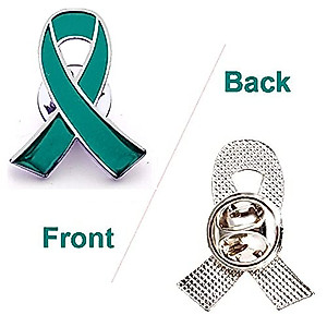 25pcs Teal Ribbon Awareness Lapel Pins Cervical Ovarian Cancer Awareness Products