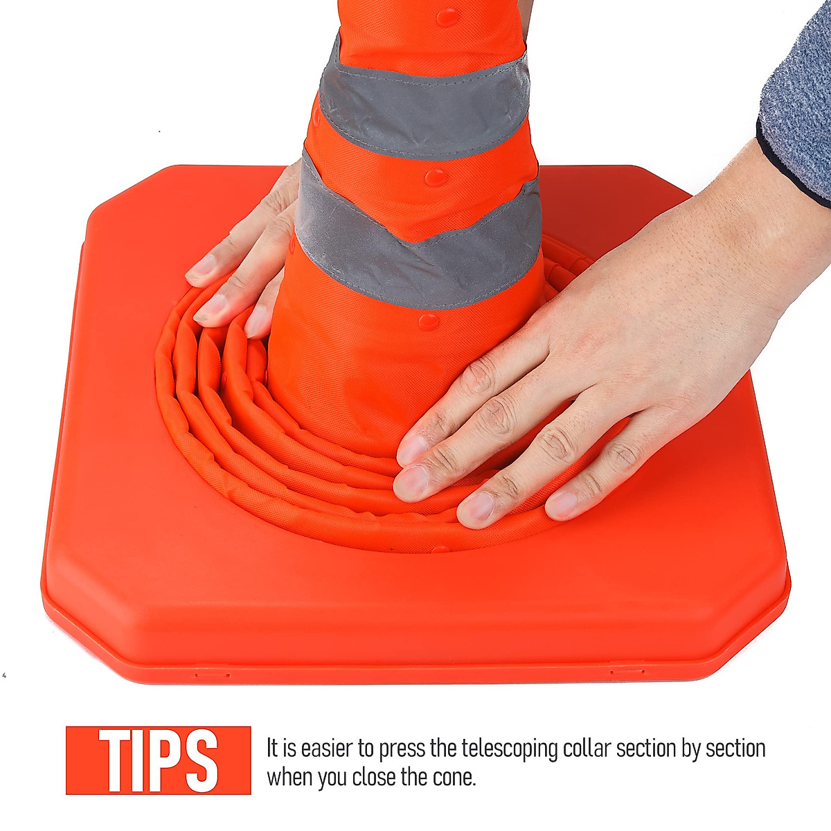 CARTMAN 4 Pack 28 Inch Collapsible Traffic Cones, Multi Purpose Pop up Reflective Safety Cones