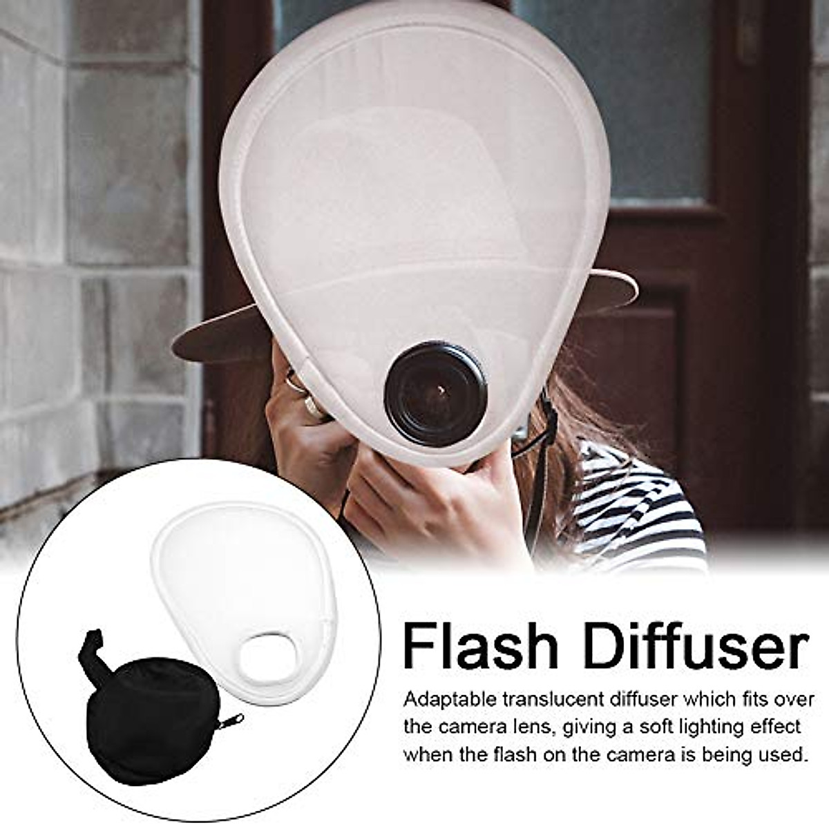 Camera Flash Diffuser,Eliminate Harsh Light and Shadow,Foldable with Storage Bag Easy Install Flash Diffuser Camera Accessories
