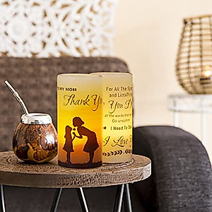 VIODAIM Flameless Candle Gifts for Mom: Birthday Thanksgiving Mother's Day Thank You Mom Candle Gifts for Mother from Daughter or Son Unique Present for Mom Set of 2