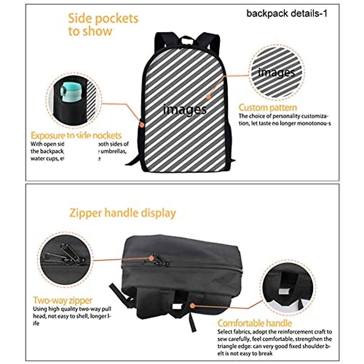 Dreaweet Kids Backpacks Set with Lunch Bag Pencil Case Pocket Pomeranian Print School Bag for Girls Boys Preschool Kindergarten Elementary Travel Daypack