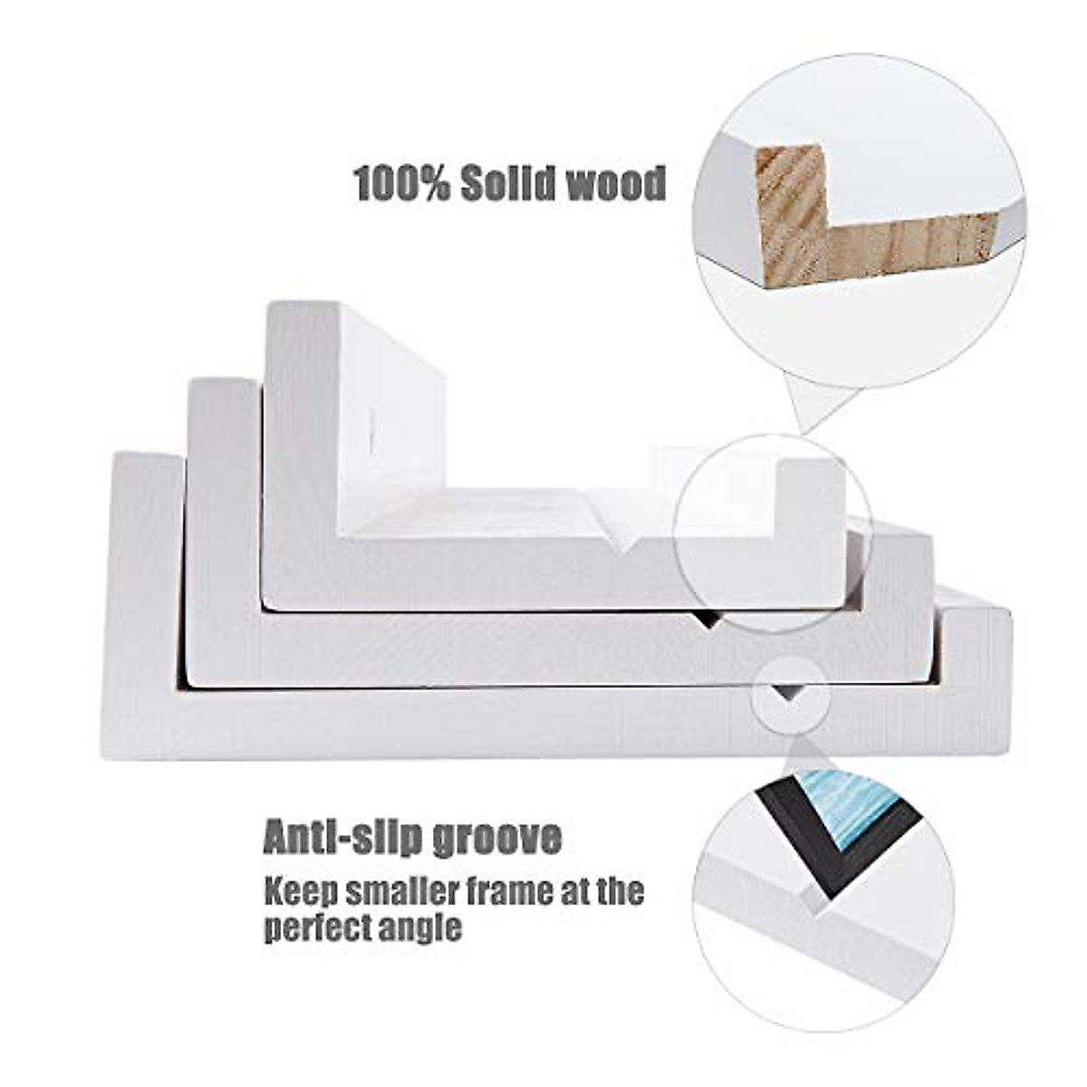 AZSKY 48Inch White Floating Shelves for Wall, Picture Ledge Shelf Set of 3 Different Sizes Wood Long Wall Shelves for Wall Bathroom Decor Kitchen Spice Rack Frames Set of 3