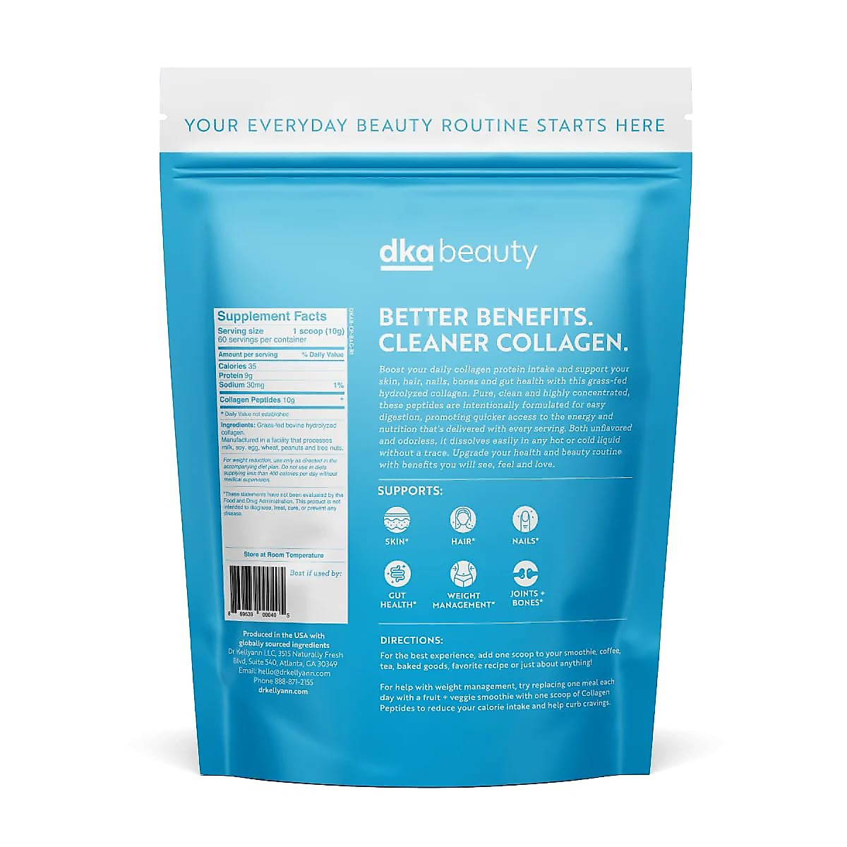Dr. Kellyann Hydrolyzed Collagen Peptides Protein Powder Unflavored (60 Servings, 1.3lbs) Grass Fed Paleo & Keto Collagen Supplement - Non-GMO - Gluten and Dairy Free - Protein 9g, Collagen 10g