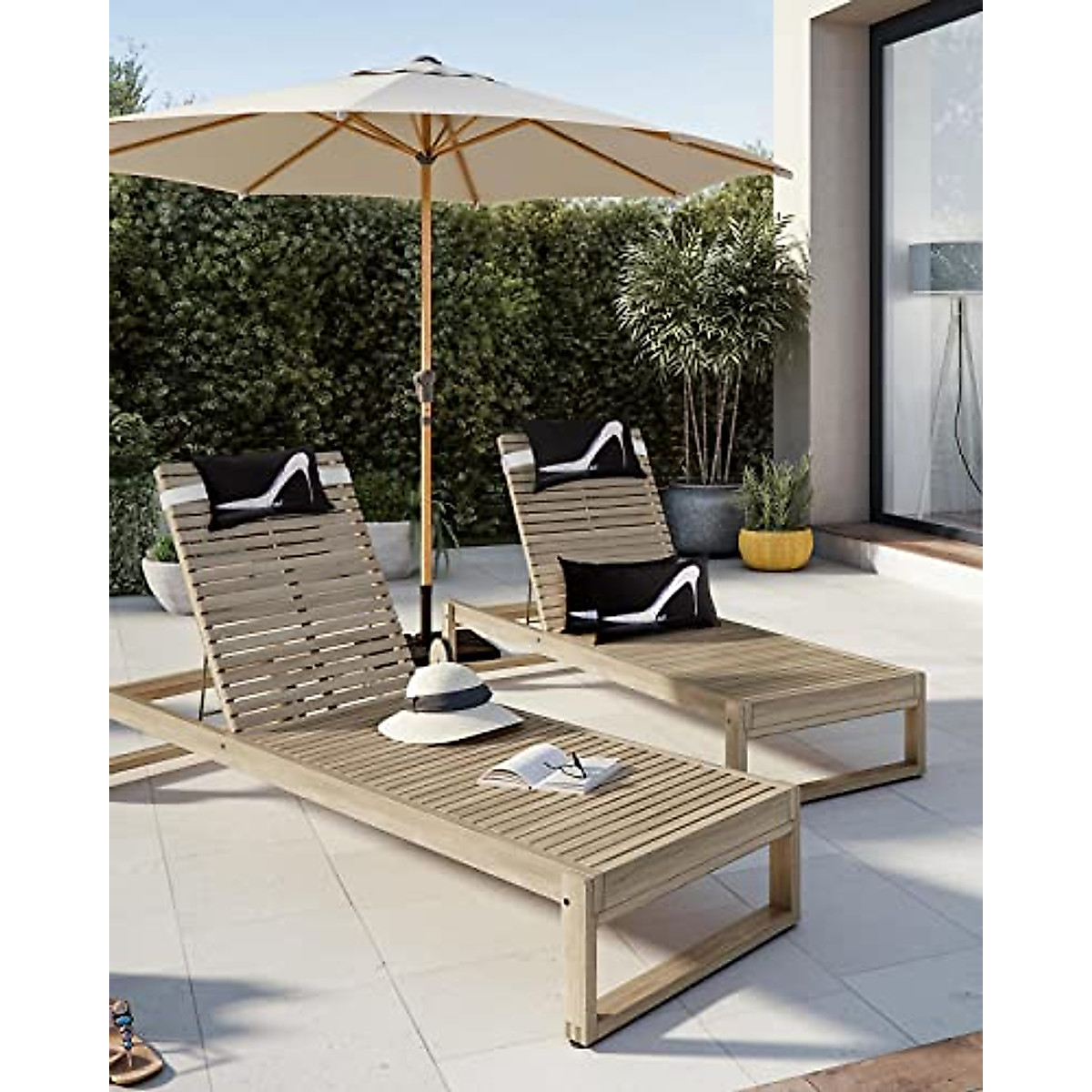 HilariousM High Heels Shoes Diamond Outdoor Pillows for Chaise Lounge Chair, White Black Waterproof Lumbar Head Support Pillow with Adjustable Elastic Band for Pool Patio Furniture Decorative