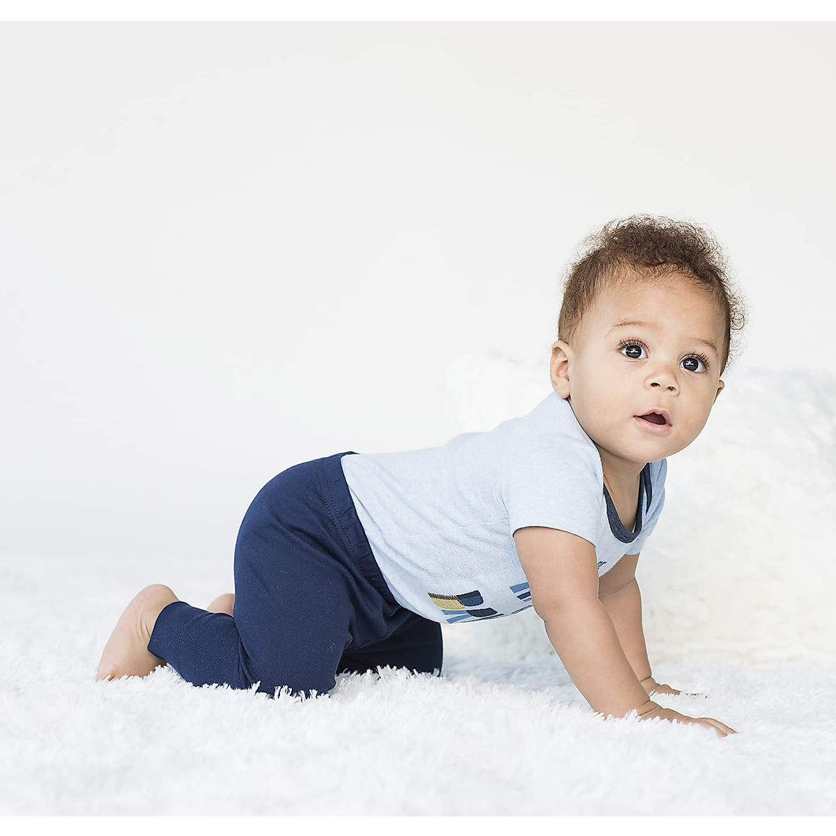 Lamaze Baby Boys' Super Combed Natural Cotton Pull on Jogger Pants, 2 Pack, Black/Navy, 6 Months