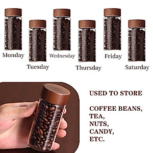 Ulimitada Coffee Bean Storage Tubes, 6 Tubes Single Dose Coffee Bean Container Cellar with Wooden Stand and 35-40g Glass Vials