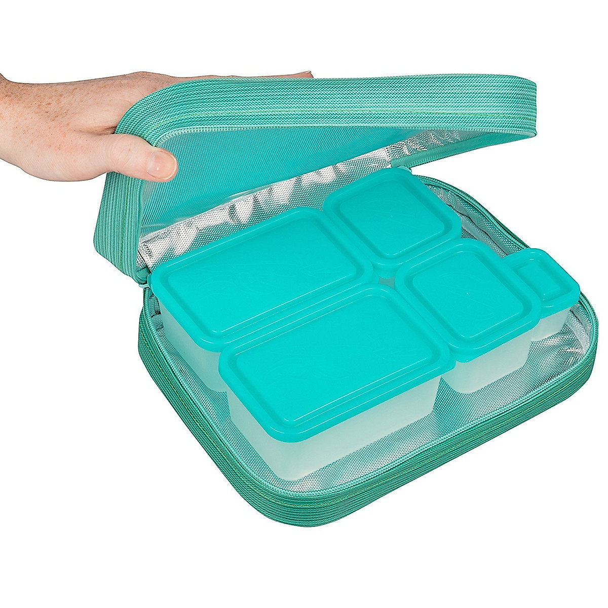Bentology Lunch Box for Girls - Kids Insulated, Durable Lunchbox Tote Bag Fits Bento Boxes, Containers and Bottles, Back to School Lunch Sleeve Keeps Food Hotter or Colder Longer - Turquoise