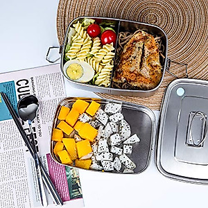 Afranti Stainless Steel Bento Lunch Box, Leak-Proof Bento Lunch Box for Kids 50OZ Stainless Bento Lunch Box for Adults Bento Box for Sandwich, Pasta and Fruit, Perfect for Work School Lunch