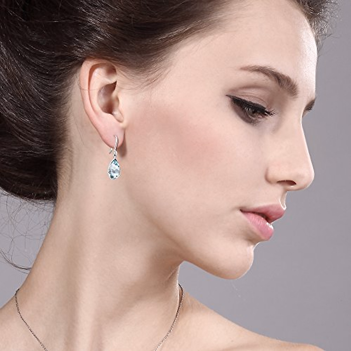 Gem Stone King 925 Sterling Silver Swiss Blue Topaz Earrings | 6.00 Cttw | Pear Shaped 12X9MM | Gemstone Birthstone | Drop Dangle Teardrop Earrings for Women