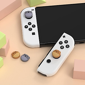 eXtremeRate PlayVital Brown Bear & Koala Cute Switch Thumb Grip Caps, Joystick Caps for Nintendo Switch Lite, Silicone Analog Cover Thumbstick Grips for Switch OLED Joycon