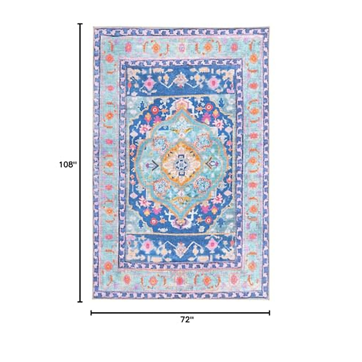 Rugs.com Timeless Collection Rug – 6' x 9' Blue Flatweave Rug Perfect for Bedrooms, Dining Rooms, Living Rooms