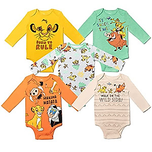 Disney Lion King Infant Baby Boys 5 Pack Bodysuits 3-6 Months