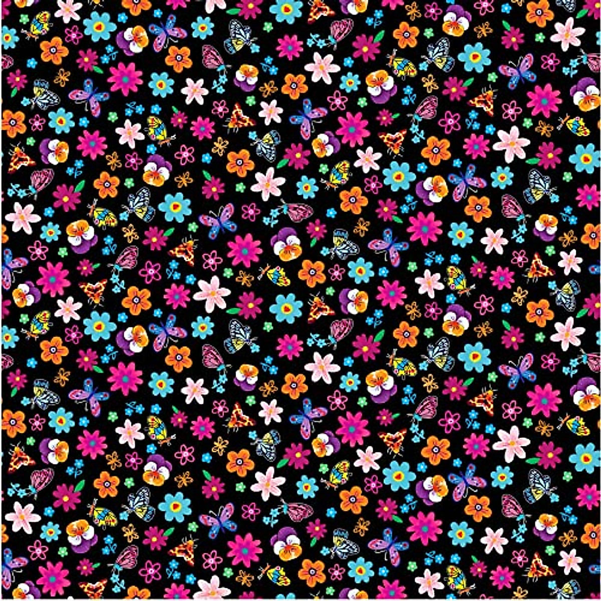 Michael Miller Playful Garden On Minky, Black