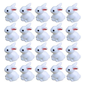Hemoton Bunny Rabbit Miniature 20pcs Micro Landscape Ornament White Resin Mushroom Figure Mushroom Accessories