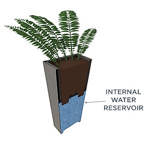 Step2 Tremont Tall Square Tapered Planter, Large Planters for Outdoor Plants, Gardening and Flower Pot for Patio or Porch, Efficient Drainage, Durable Plastic, Onyx Black, 1-Pack