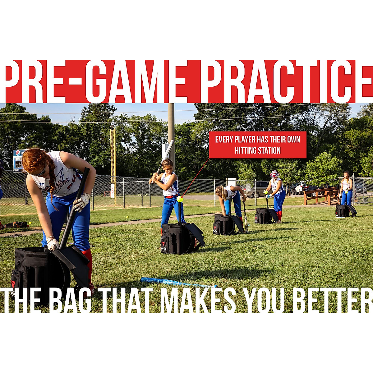 VeloTee | Home Plate Baseball & Softball Bat Bag | Softball and Baseball Coaches Bag | Baseball Bucket Backpack with Built in Batting Tee