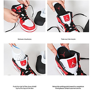 Qidie 2 Pairs Shoe Crease Protector Toe Box Anti-Wrinkle Sport Shoe Inserts Sneaker Crease Guard for Men & Women 4-12" (Men's 7-12, Black+White)