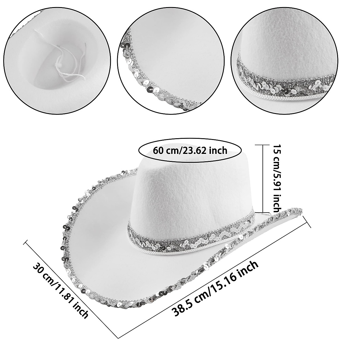 SGBETTER 4 Pack Adult Texan Cowboy Hat Country Western Cowgirl Hat Cowboy Hat for Women Cowboy Themd Party Dress up