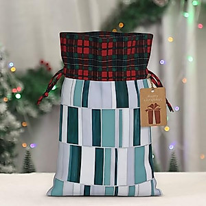 Christmas Gift Bags with Drawstring Burlap Gift Bags Abstract Geometric Christmas Linen Bags for Xmas Party Candy Bags with Cards Xmas Reusable Wrapping Bags Christmas Linen Treat Bags for Holiday