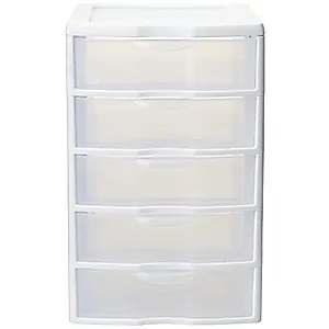 Sterilite 1 New 20758004 Clearview Small 5 Drawer Desktop Storage Unit White