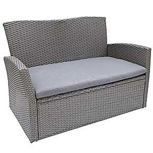 C-Hopetree Outdoor Loveseat Sofa Chair for Outside Patio or Garden, All Weather Wicker with Cushion, Gray