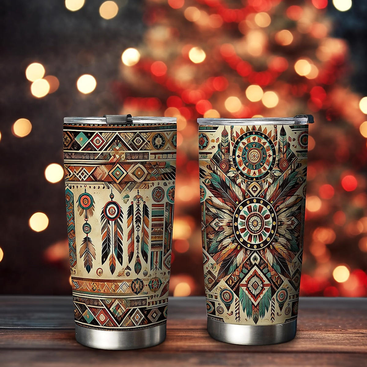 20oz Dreamcatcher Native American Tumbler, Native American Indian Gifts, Coffee Thermos for Women, Men, Stainless Steel Double Wall Vacuum Insulated Coffee Mug, Travel Cup with Lid