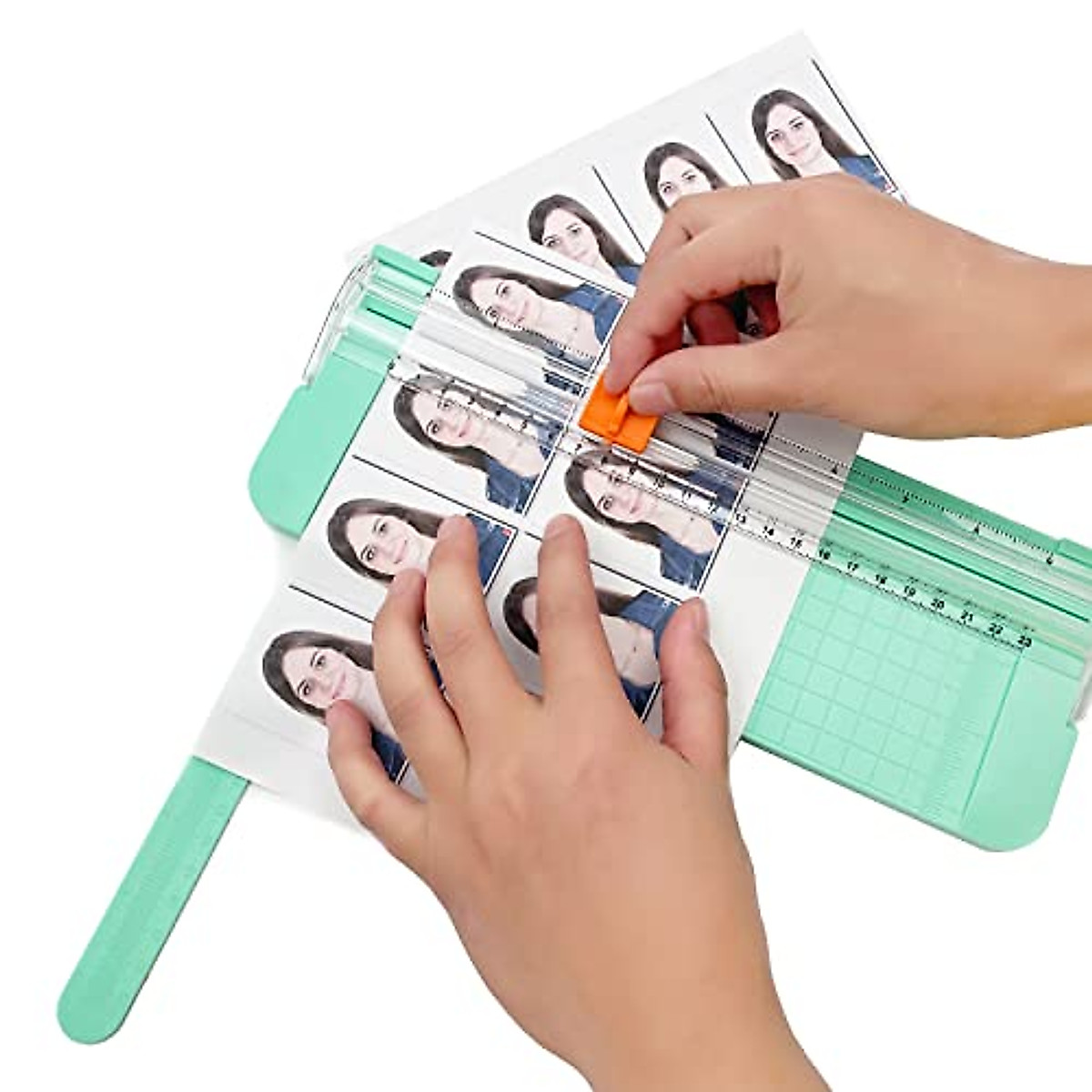 QYQRQF Paper Cutter, A4 Paper Trimmer with Security Safeguard & Side Ruler Portable Straight Edge Cutter for Scrapbooking Craft Paper, Photos, Label, Cardstock (Green)