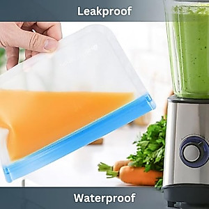 MHSEcoFriendly Meal Prep Storage Kit - 15 Reusable Freezer Bags, Baggy Rack, & 20 Strong Freezer Labels | BPA-Free, Leakproof, & Multipurpose Food Storage