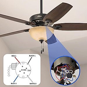 Ceiling Fan Switch Zing Ear ZE-208s E89885 3 Speed 4 Wire Pull Chain Switch Fan Light Switch Replacement Part with 4 Pre-Installed Wires(Nickel Chain)