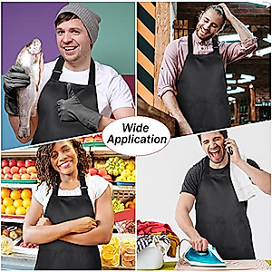 JaGely 24 Pack Adjustable Bib Apron with 2 Pockets Cooking Kitchen Aprons Black Chef Apron Water Oil Stain Resistant BBQ Work Apron for Women Men Drawing Crafting Outdoors Smock
