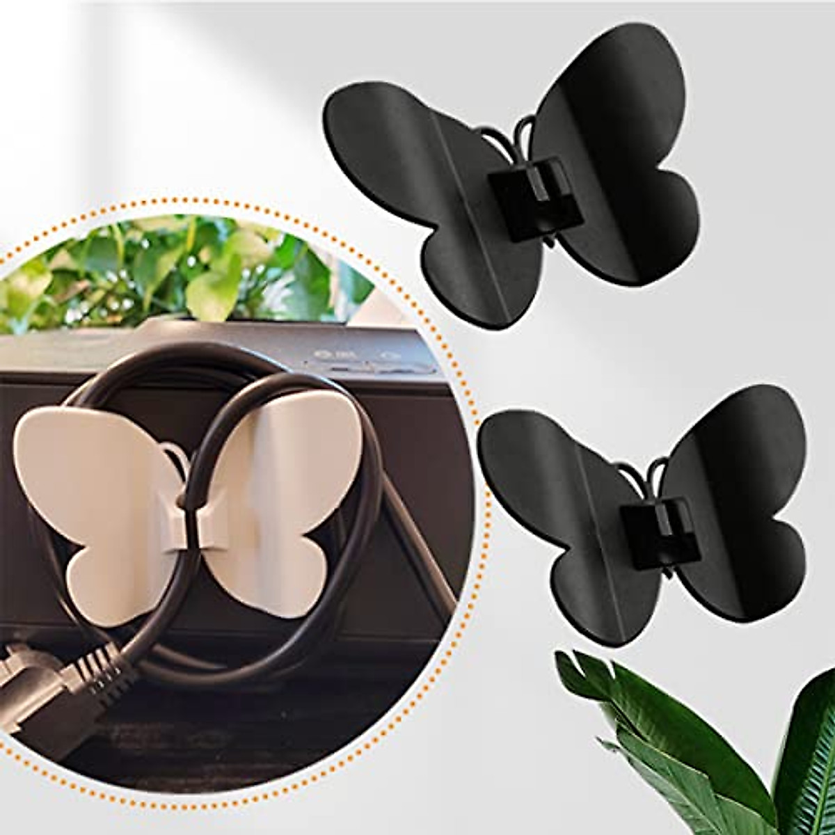 Follus 8 Packs Cord Organizer, Tidy Cord Holder Cable Organizer, Self-Adhesive Wire Storage Holder Suitable for Kitchen Appliances, Air Fryers, Toasters, Blenders, Coffee Makers（Black & White）