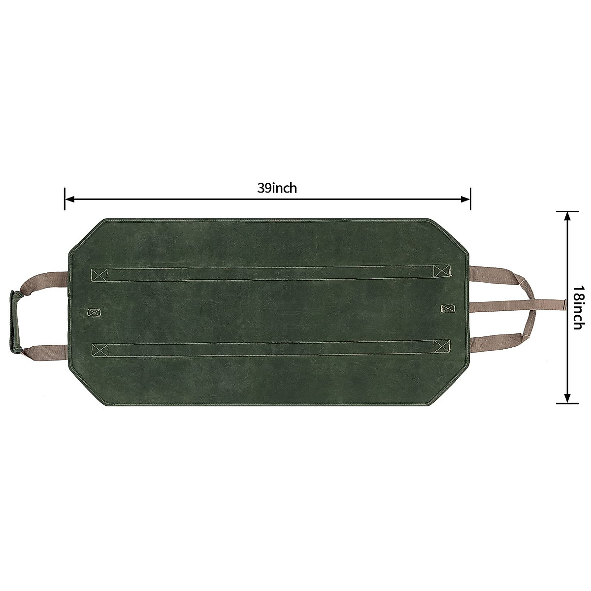 eletecpro Firewood Carrier 39x18 Inch Durable Waxed Canvas Log Carrier Heavy Duty, Fire Place Sturdy Wood Carring Bag with Handles Security Strap for Camping Indoor (Green)