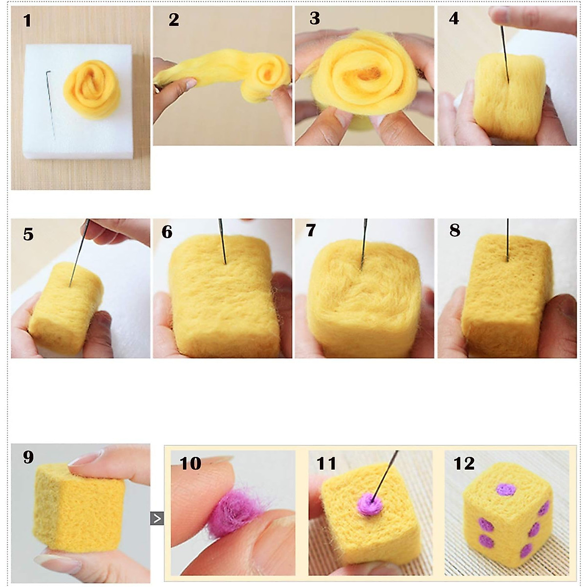 Needle Felting Kit,Wool Roving 40 Colors Set,Needle Felting Starter Kit,Wool Felt Tools with Felting Tool Instruction Included for Felted Animal Needle Felting Supplies