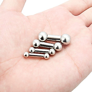 Hoeudjo PA Ring Internally Threaded Straight Barbell Monster Screwball Rings BR 316L Surgical Steel Genital Prince Albert Piercing Body Jewelry 2G 4G 6G 8G 4 Pieces 1#