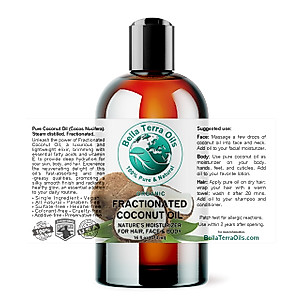 Bella Terra Oils - Liquid Organic Fractionated Coconut Oil 16 oz - Dive into Nutritional Excellence, Known for Antioxidants & MCTs, A Luxurious Treat for the Skin