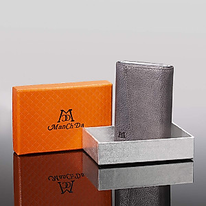 ManChDa Genuine Leather Wallet Slim RFID Blocking Magnetic Wallet for Men Trifold Wallet Aluminum Detachable Wallet Pop up Card Wallet Card Case Holder Clip Money Organizer(Grey 2)