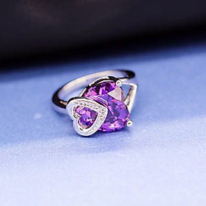 Uloveido Lady Fashion Statement Jewelry Arrow Love Purple Ring Synthetic Alexandrite Ring for Mom Gifts For Women Love Forever J130 (size 9)