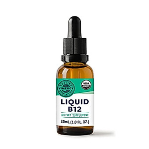 Vimergy USDA Organic B12, 30 Servings – Alcohol Free B-12 Liquid Vitamin - Supports Brain Energy, Nervous System, Cognition, Memory - No Gluten, Non-GMO, Vegan & Paleo - Naturally Sweet Flavor (30 ml)