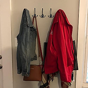 12 Pack Coat Hooks, Heavy Duty Wall Hooks with Screws Wall Mounted Robe Hooks Utility Hooks for Coat, Scarf, Bag, Towel, Key, Cap, Cup, Hat (Black)