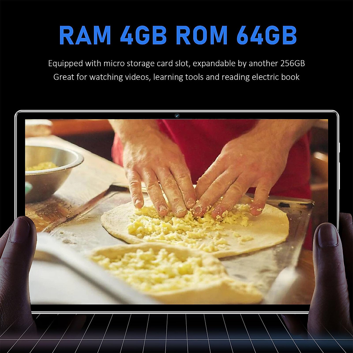 Haofy Gaming Tablet, Office Tablet Dual Camera 5G WiFi 10.1in FHD US Plug 100‑240V 3 Card Slots 4GB 64GB with Earbuds Mouse Keyboard for School (#1)