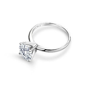 14K White Gold Forever Brilliant Moissanite from Charles & Colvard Solitaire Engagement Ring For Women (1.90 Cttw, Round 8MM, Available in size 5, 6, 7, 8, 9)